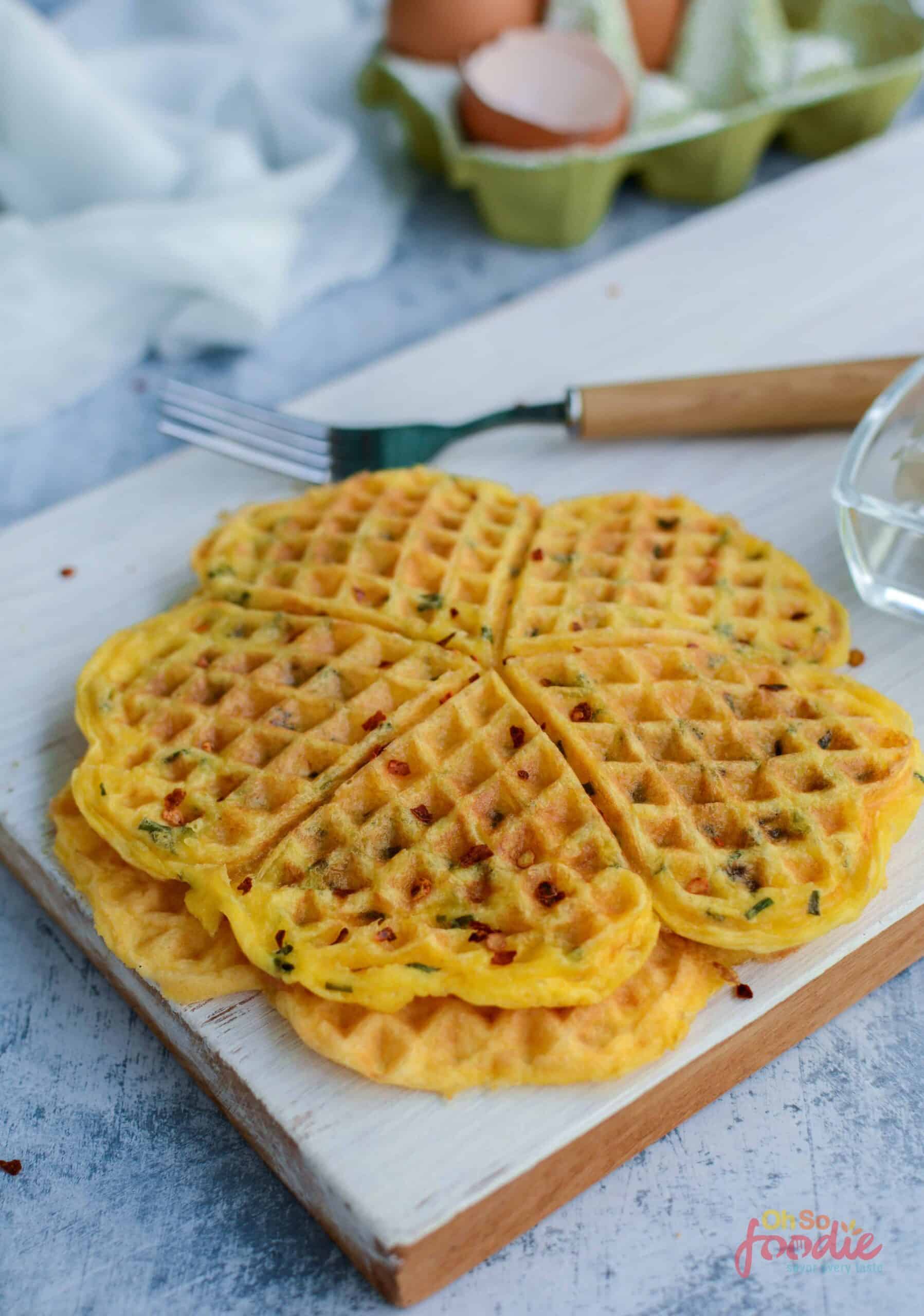 2 Ingredient Keto Egg And Cheese Chaffles - Oh So Foodie