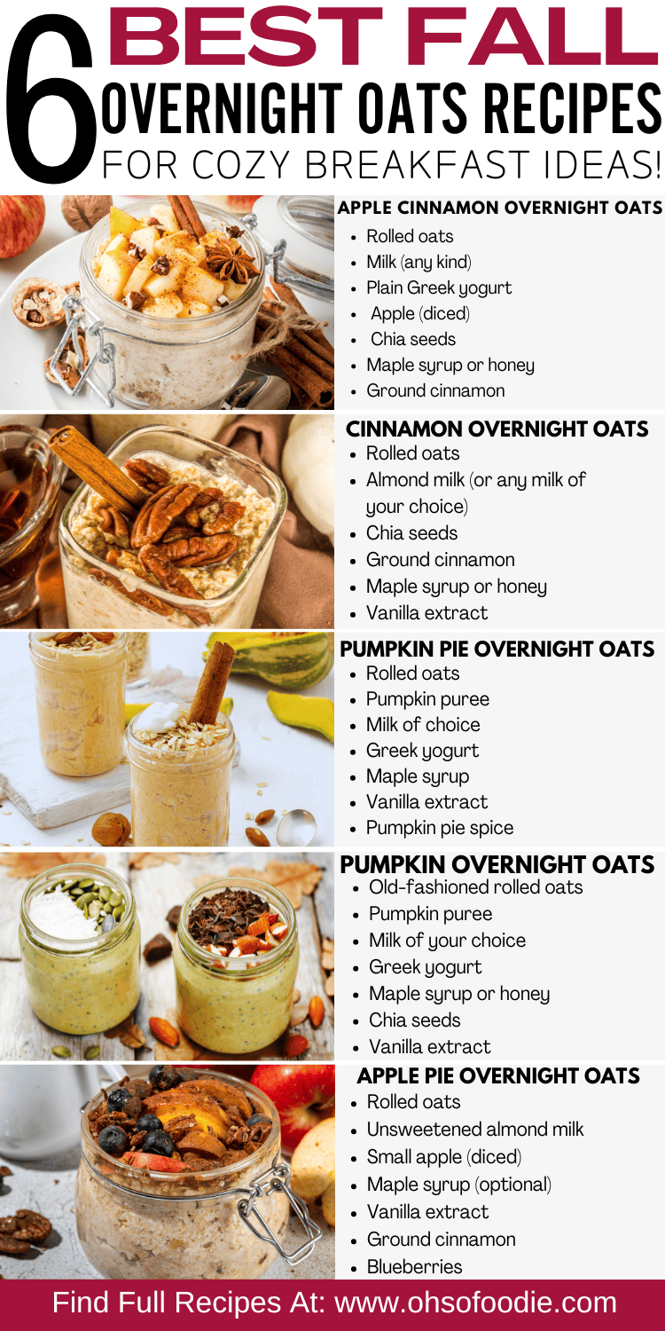 6 Best Fall Overnight Oats Recipes For Cozy Breakfasts - Oh So Foodie