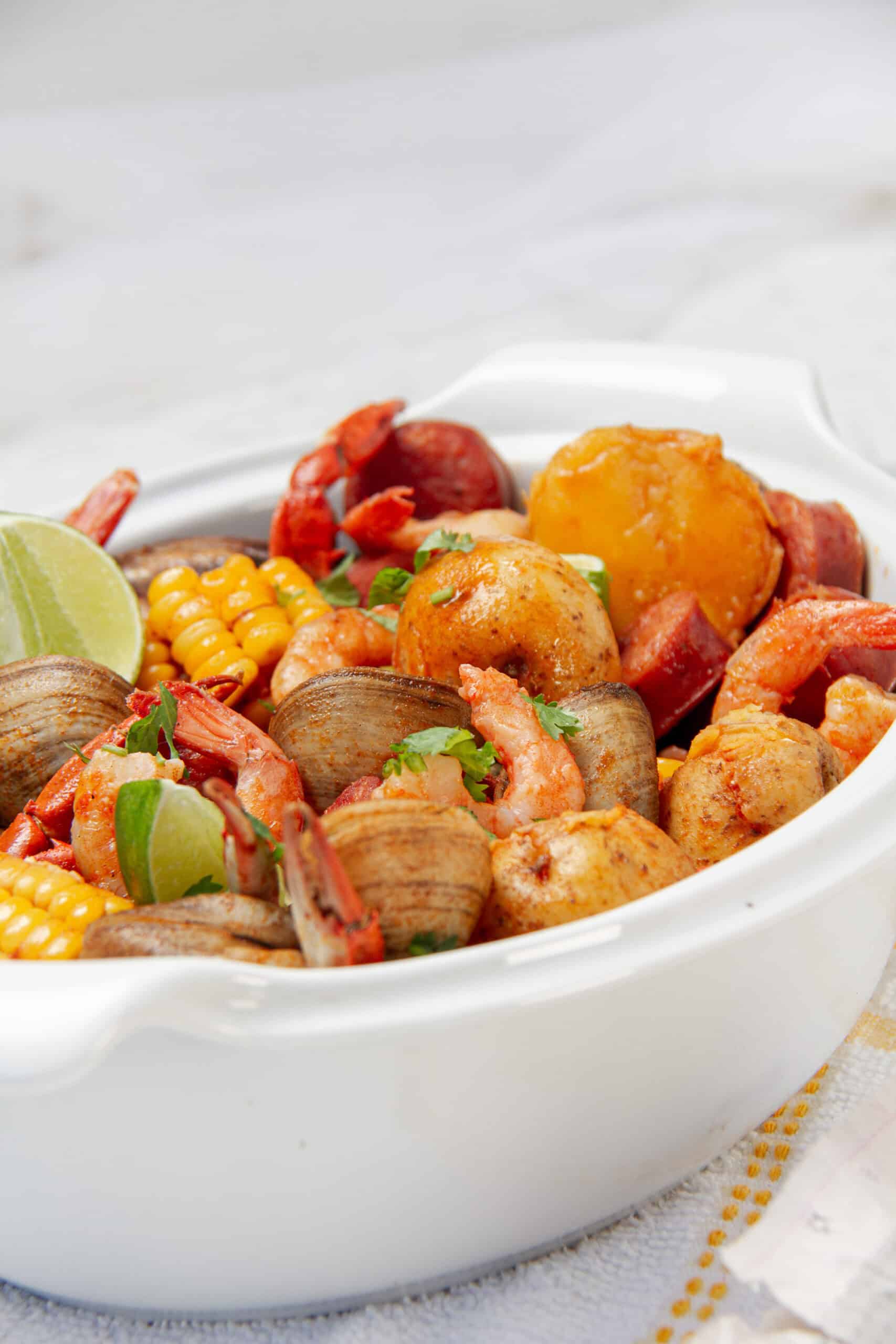 Seafood Boil For Christmas With Garlic Butter Sauce - Oh So Foodie